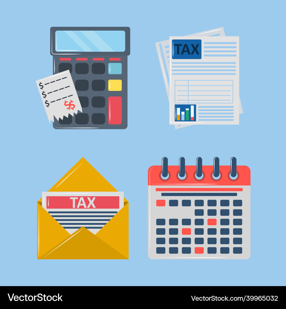 Tax calculation icons set Royalty Free Vector Image