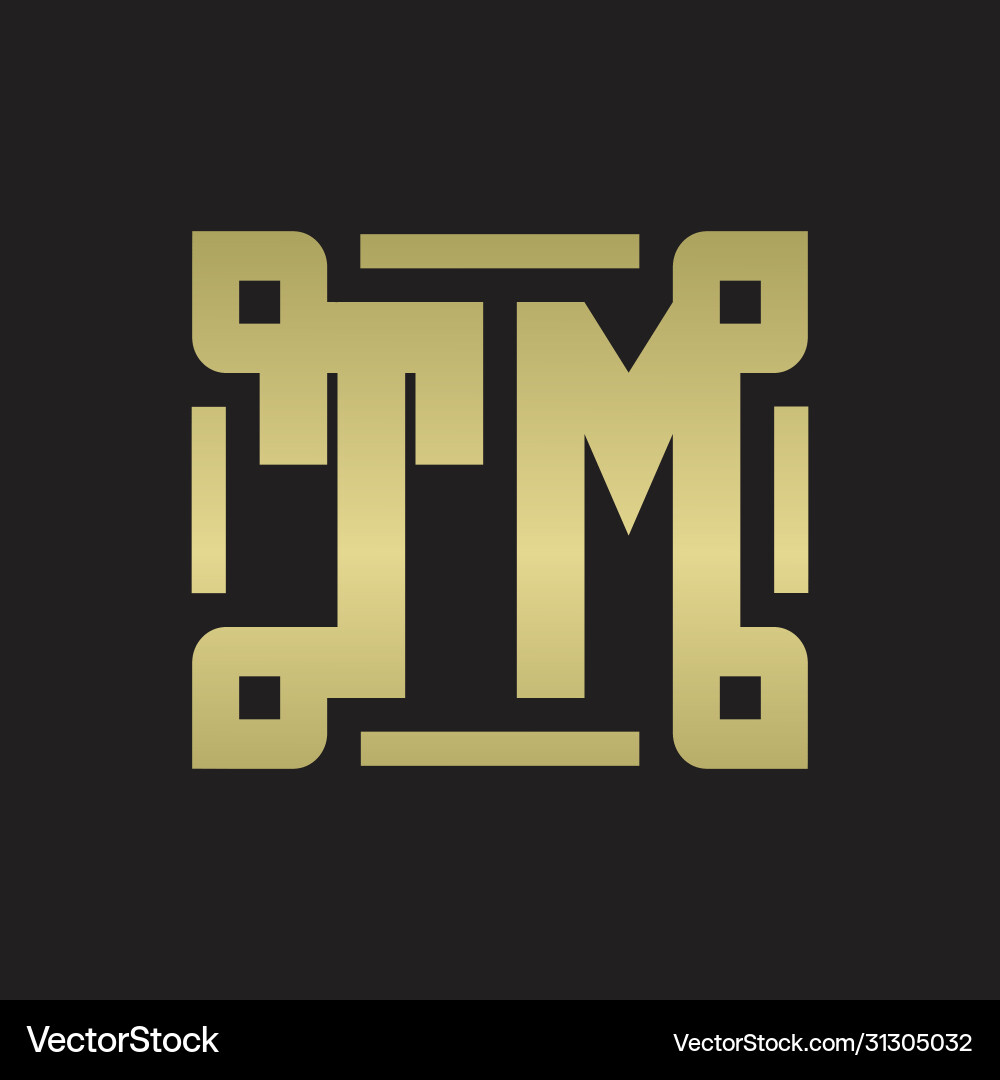 Tm logo monogram with piece line art design Vector Image