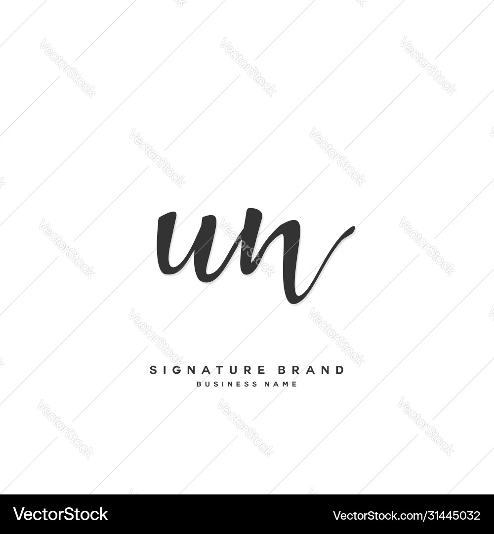 U n un initial letter handwriting and signature Vector Image