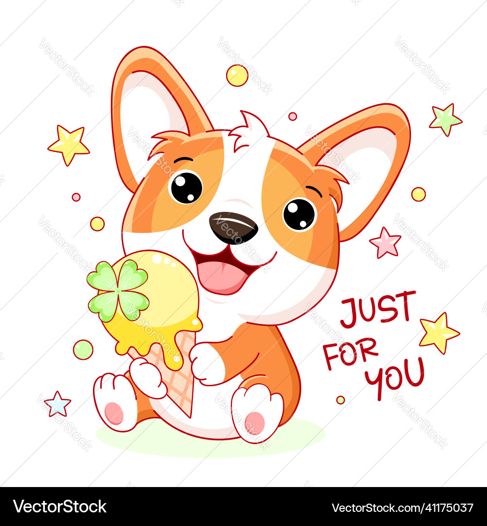 Adorable Corgi with Ice Cream Royalty Free Vector Image