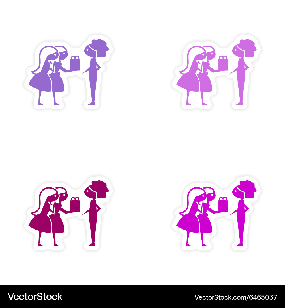 Assembly realistic sticker design on paper friend Vector Image