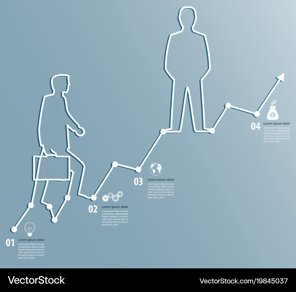 Business graph with a man going to succeed Vector Image