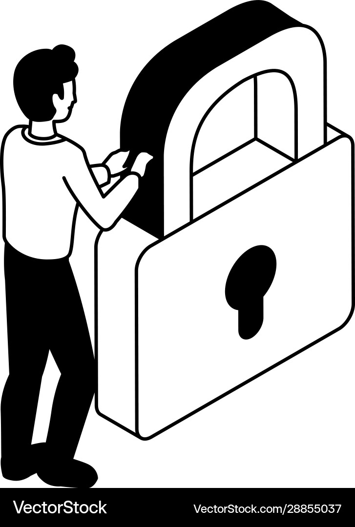 Businessman with padlock on white background Vector Image