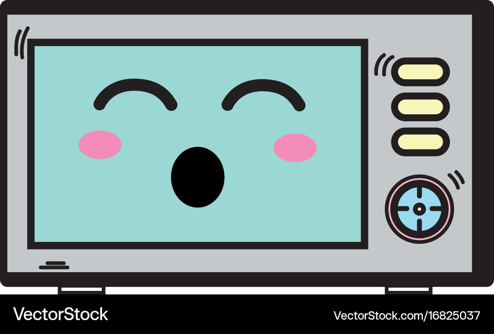 Kawaii cute funny microwaves technology Royalty Free Vector