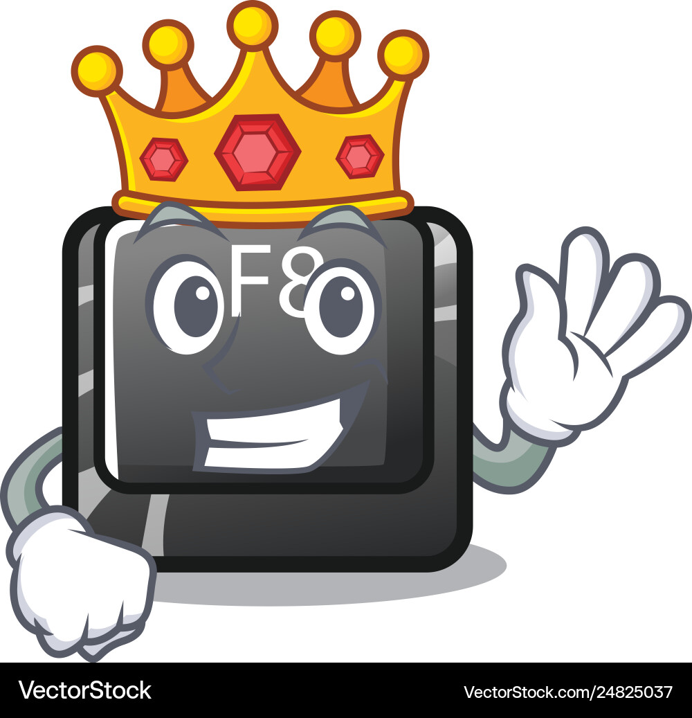 King f8 button displayed on cartoon keyboard Vector Image