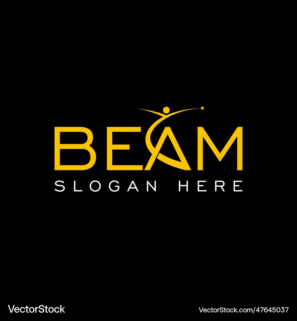 Letter beam font with happy active human Vector Image
