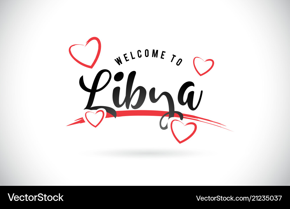 Libya welcome to word text with handwritten font Vector Image