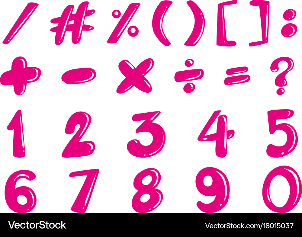 Pink design for numbers and signs Royalty Free Vector Image