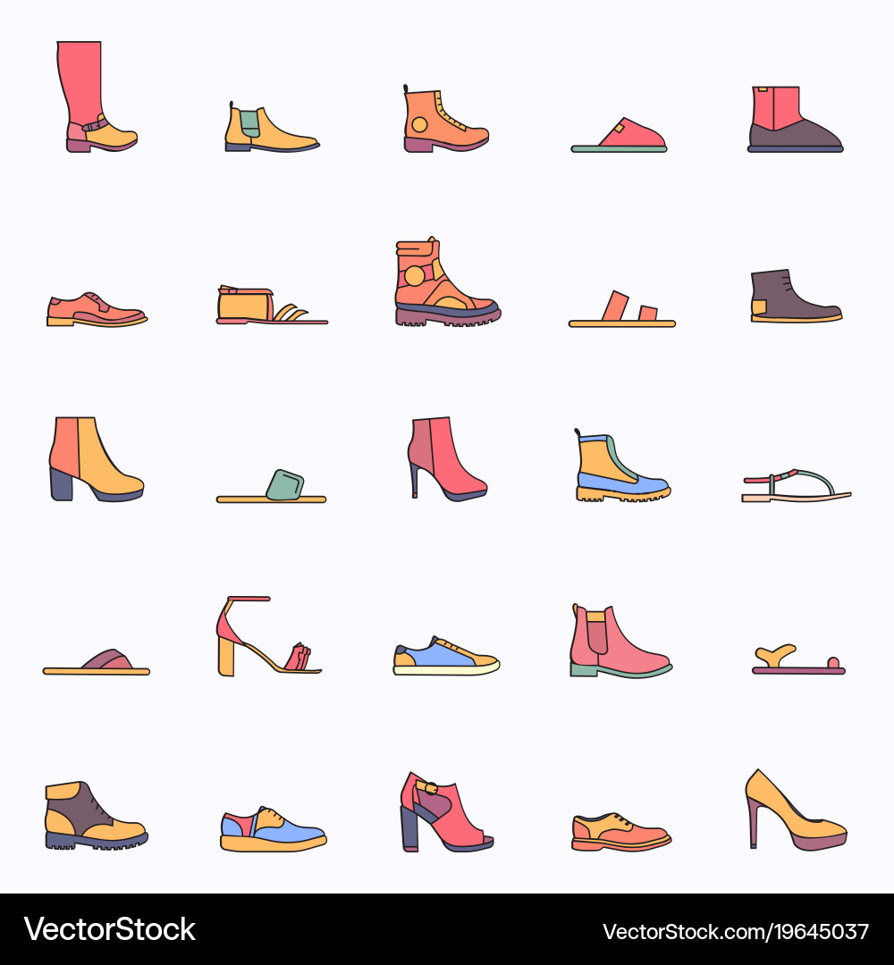 Shoes set icons Royalty Free Vector Image - VectorStock