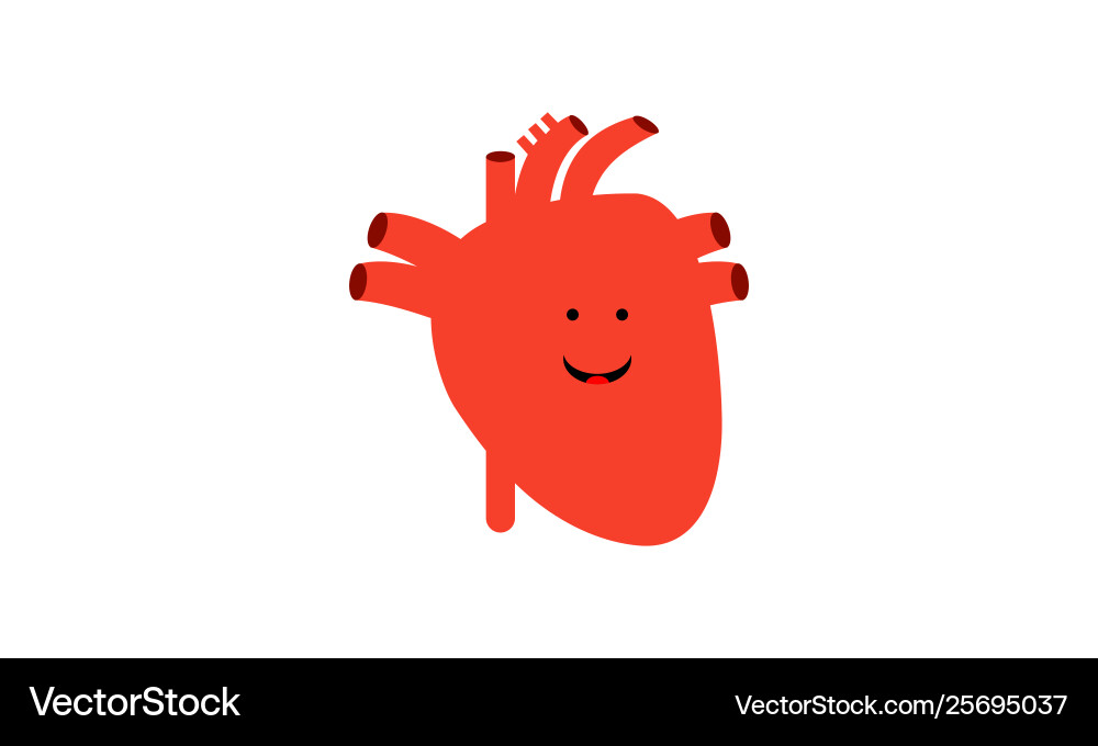 Smiling heart human internal organ logo Royalty Free Vector