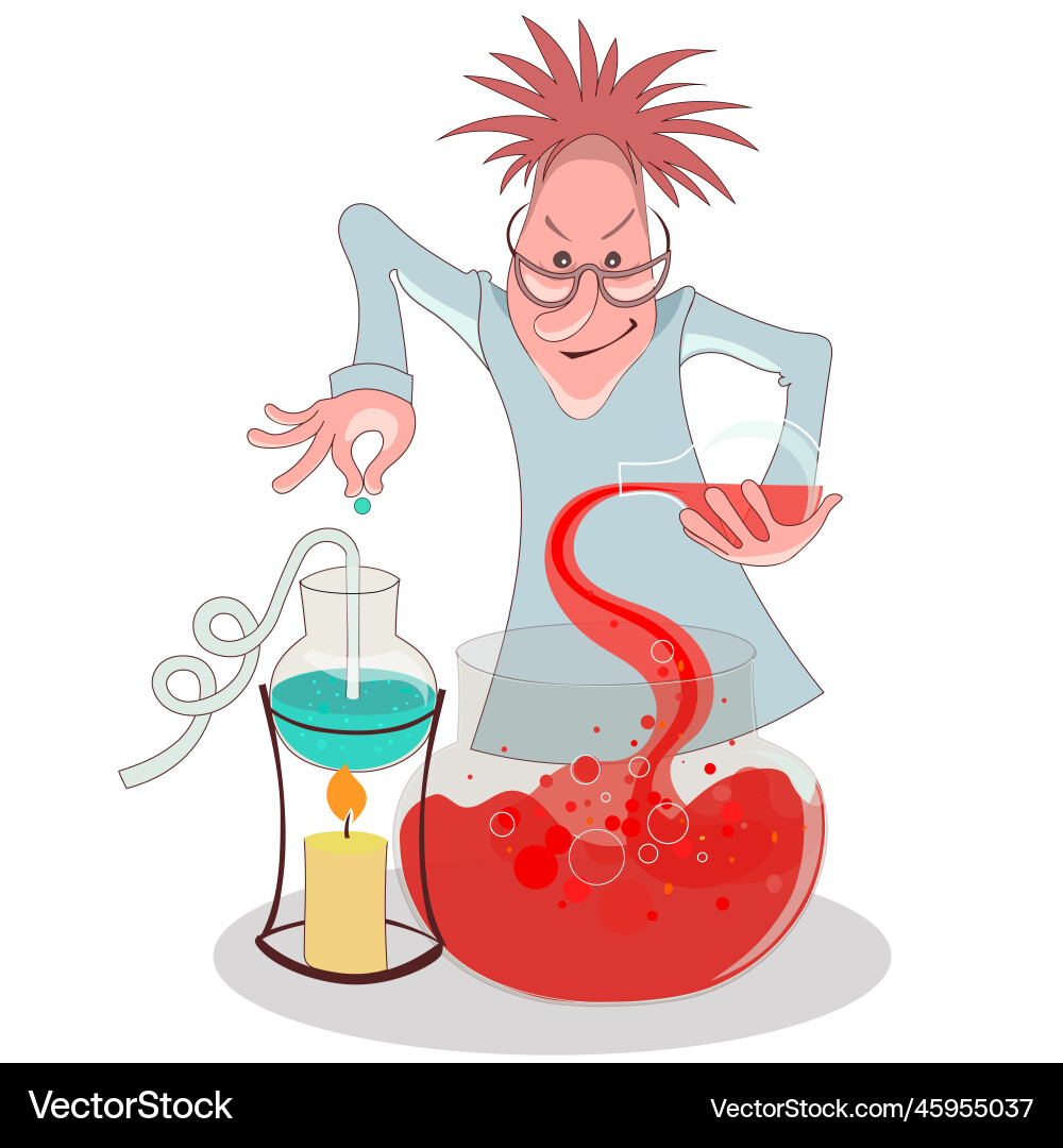 Stereotypic bushy haired mad professor Royalty Free Vector