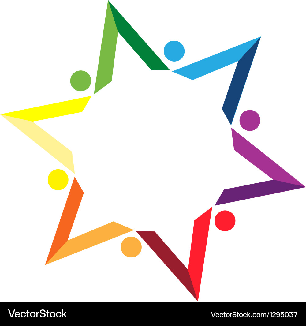 Teamwork color books star logo Royalty Free Vector Image