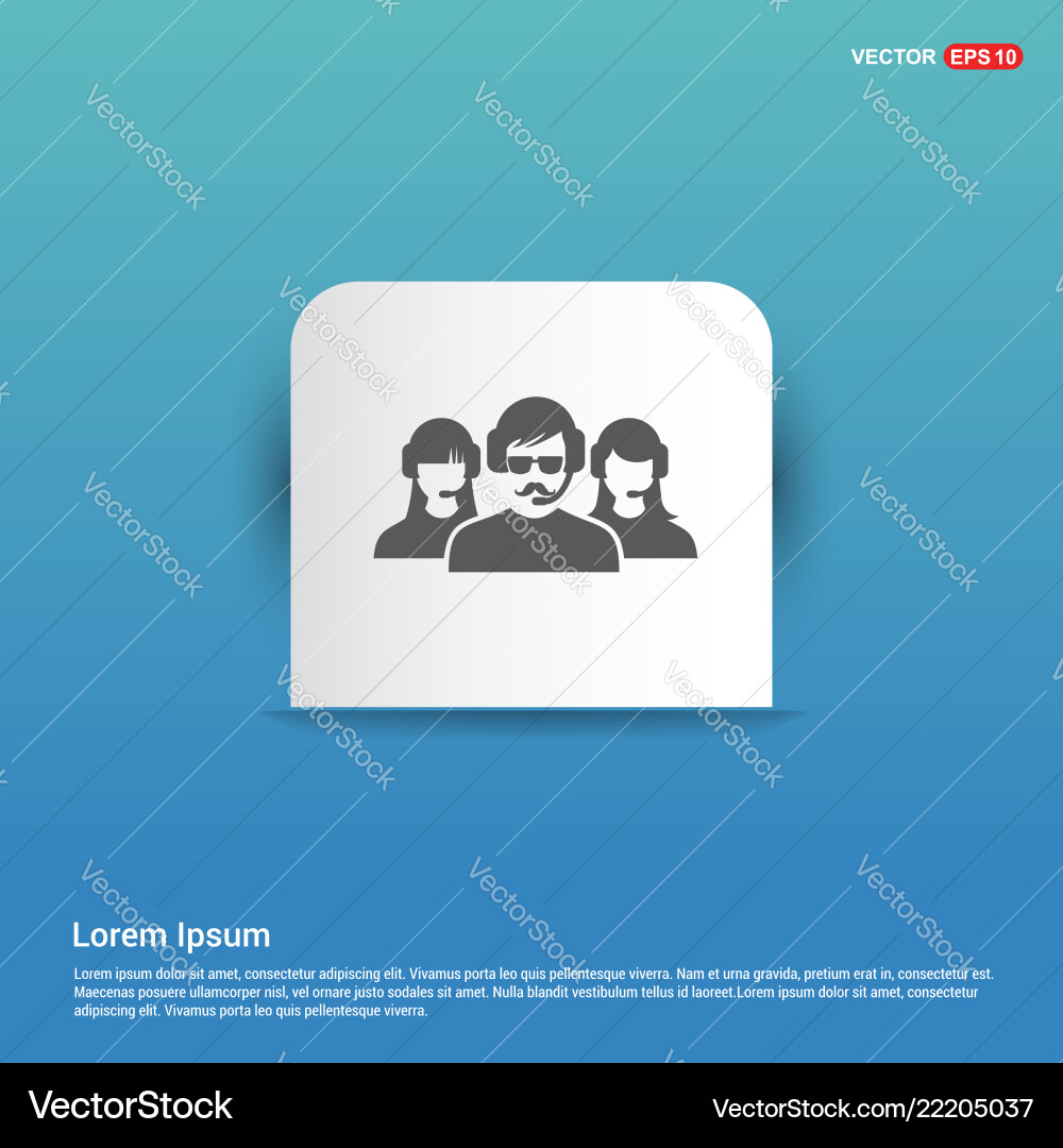 User group icon - blue sticker button Royalty Free Vector