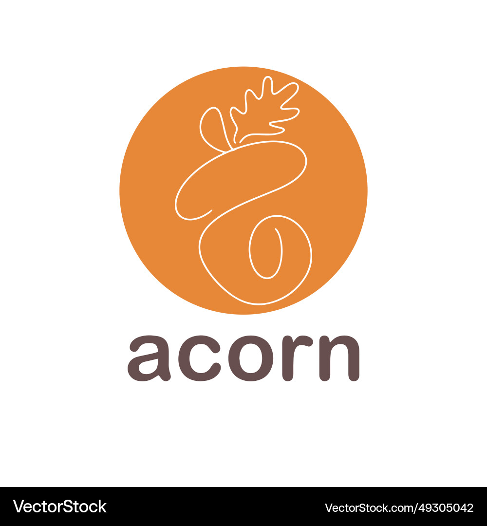 Acorn logo template design with leaves Royalty Free Vector
