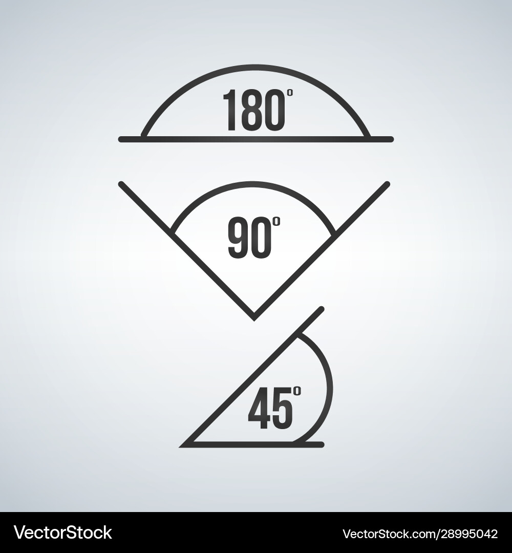 Angle icon set 180 90 45 isolated on modern Vector Image