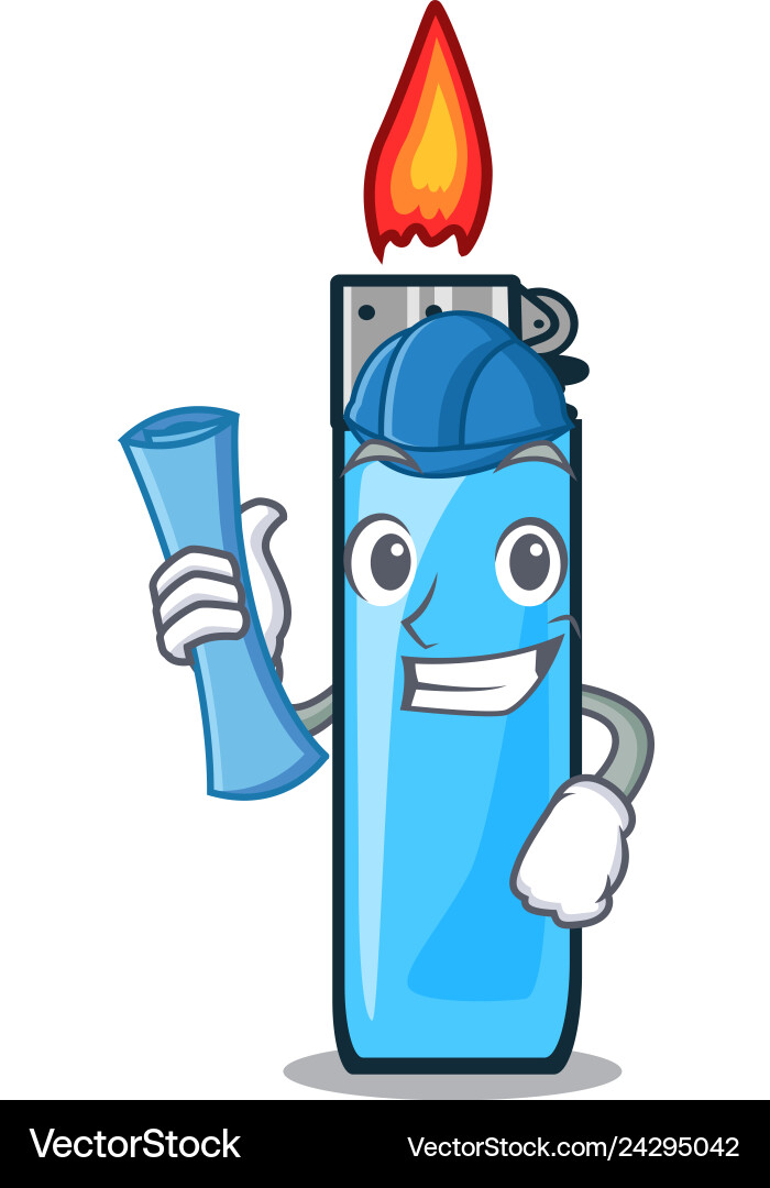 Architect plastic lighters isolated in cartoon Vector Image