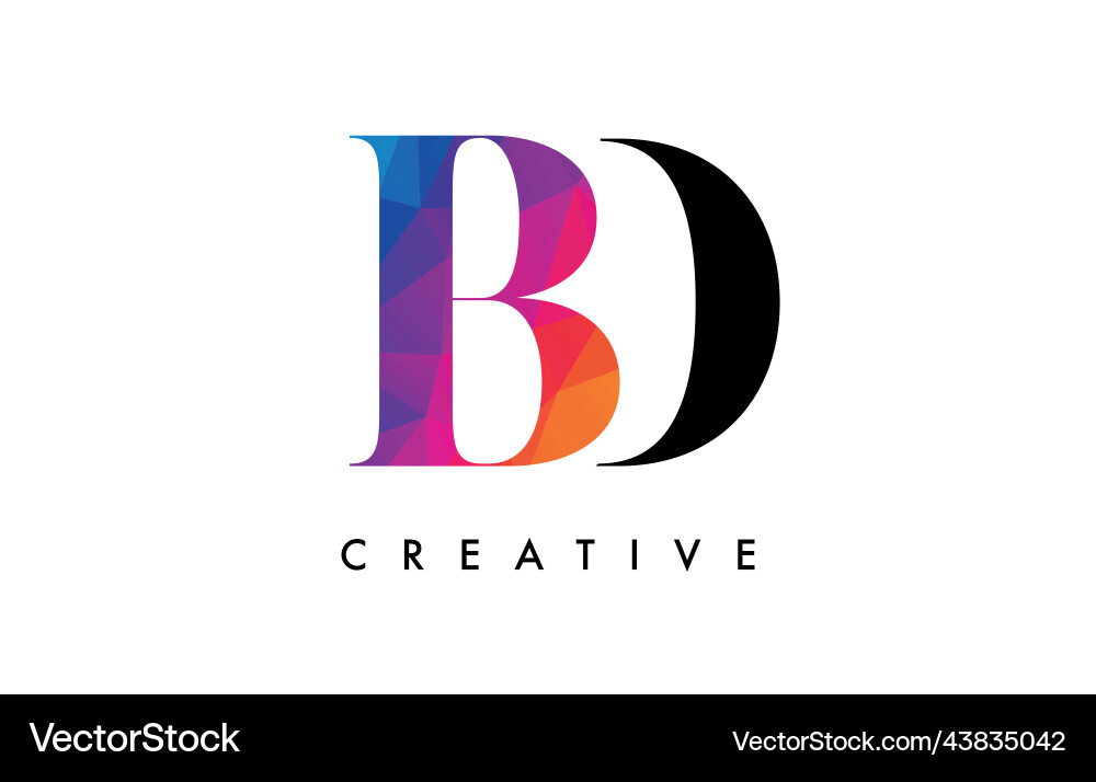 Bd letter design with creative cut and colorful Vector Image