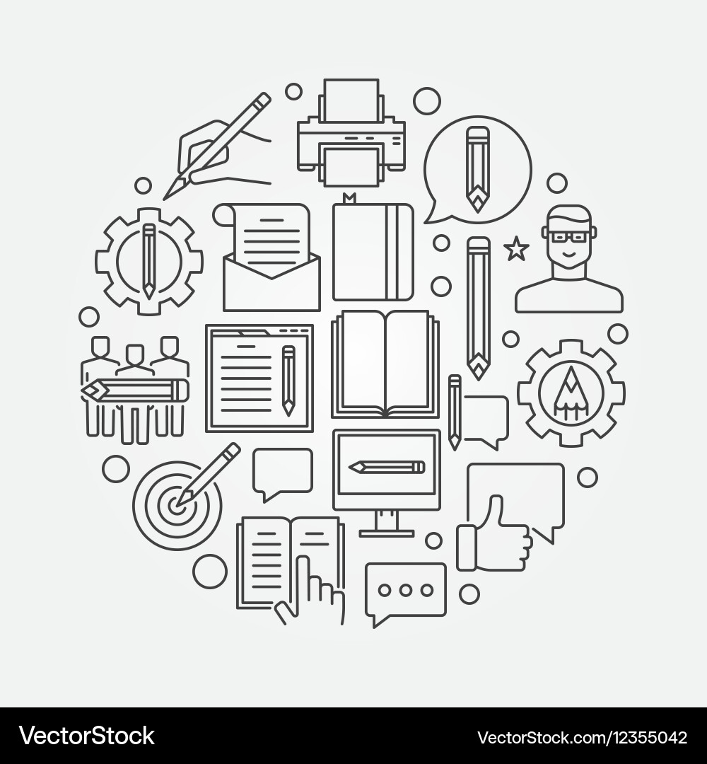 Blogging round linear Royalty Free Vector Image