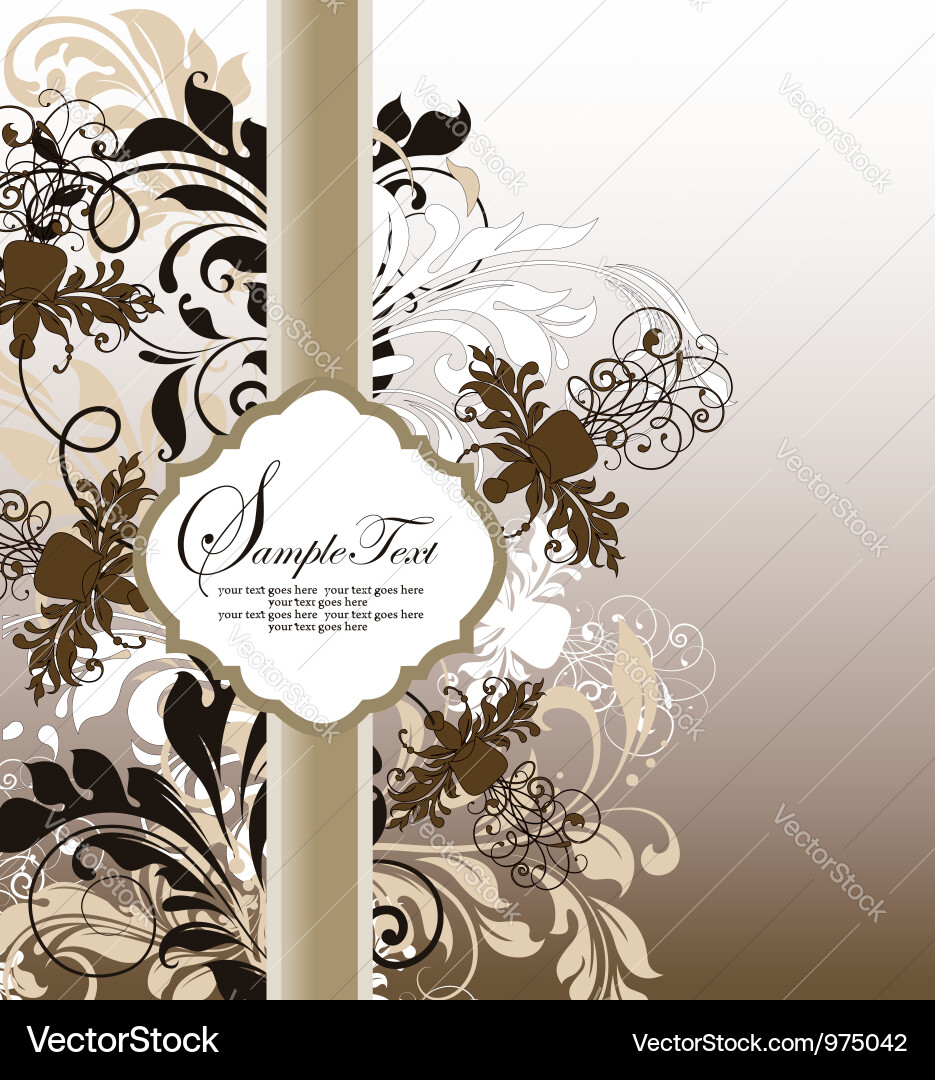 Brown floral invitation card Royalty Free Vector Image