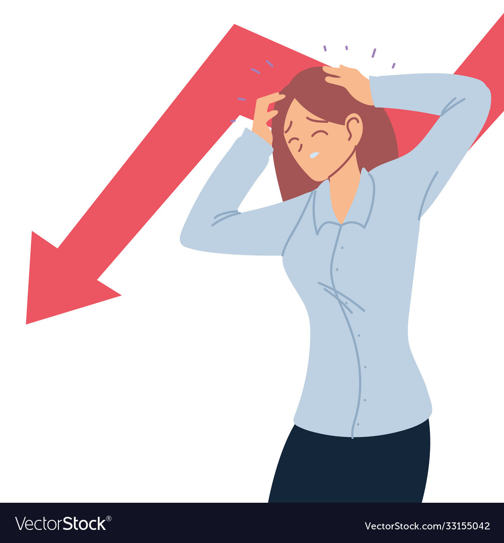 Businesswoman cartoon with headache and decrease Vector Image