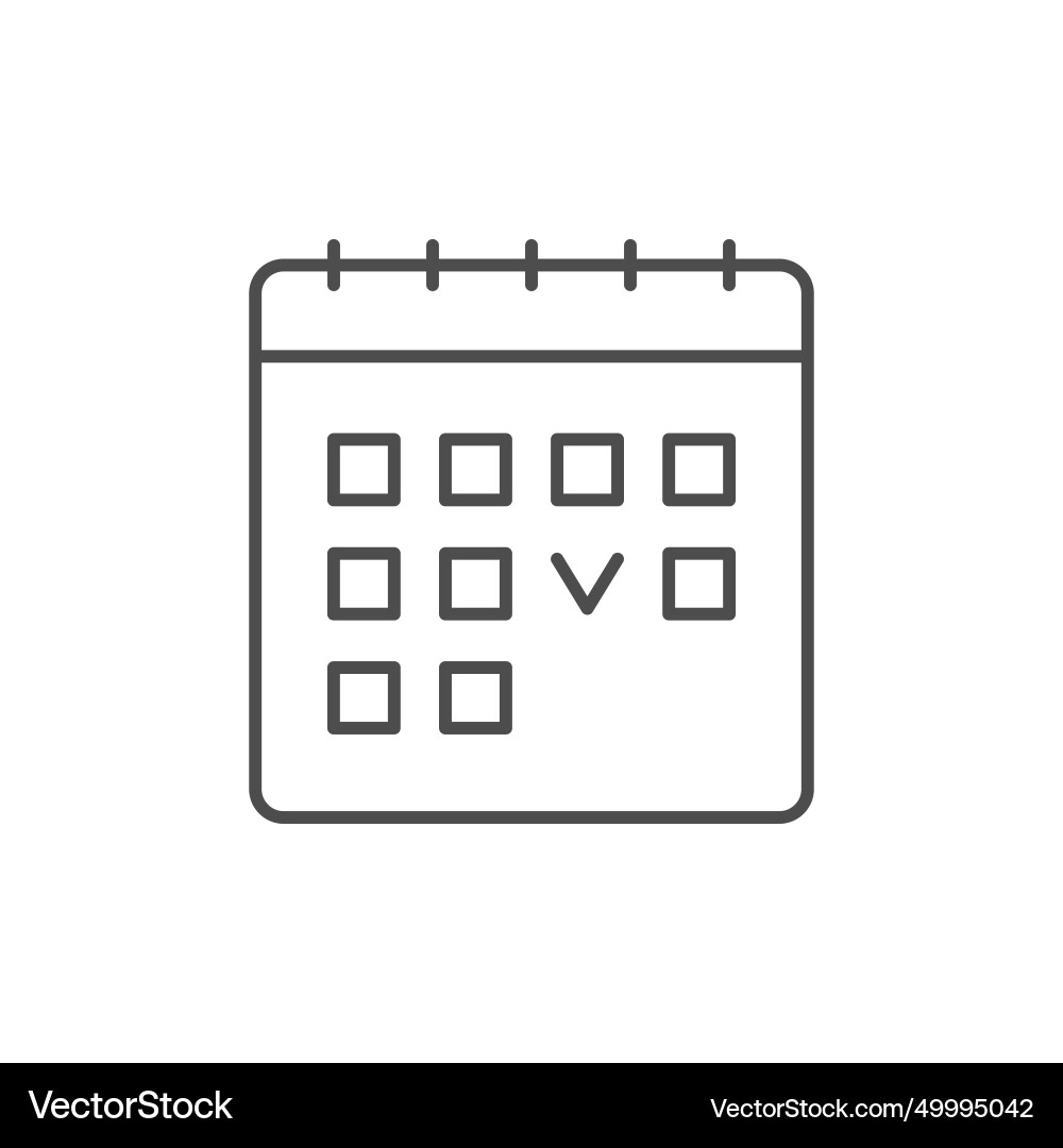 Calendar date line outline icon Royalty Free Vector Image