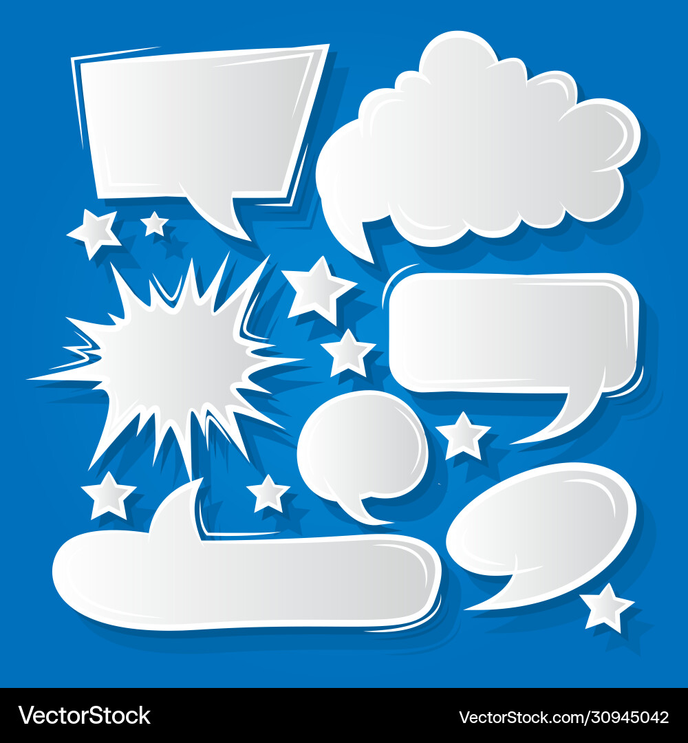 Comic speech bubbles icons collection color Vector Image