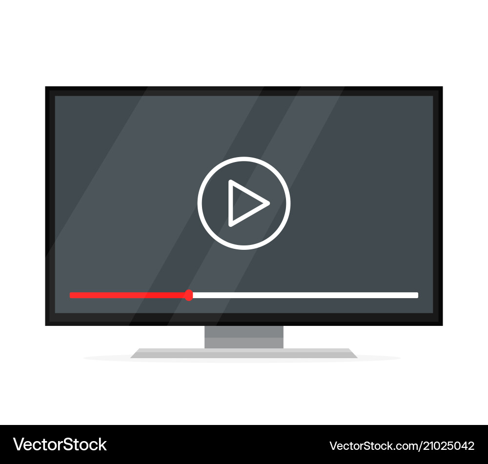 Flat screen tv watching video film Royalty Free Vector Image