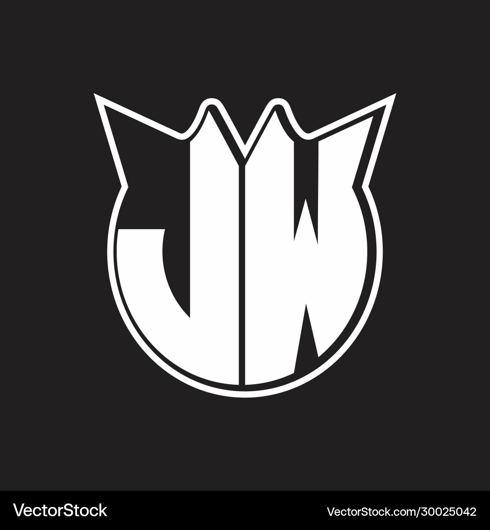 Jw logo monogram with horn shape style design Vector Image