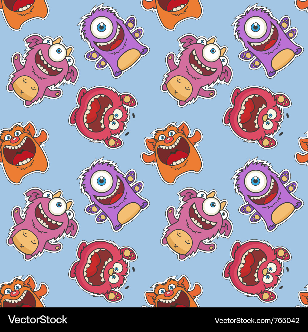 Monster Pattern - Cartoon Seamless Royalty Free Vector Image