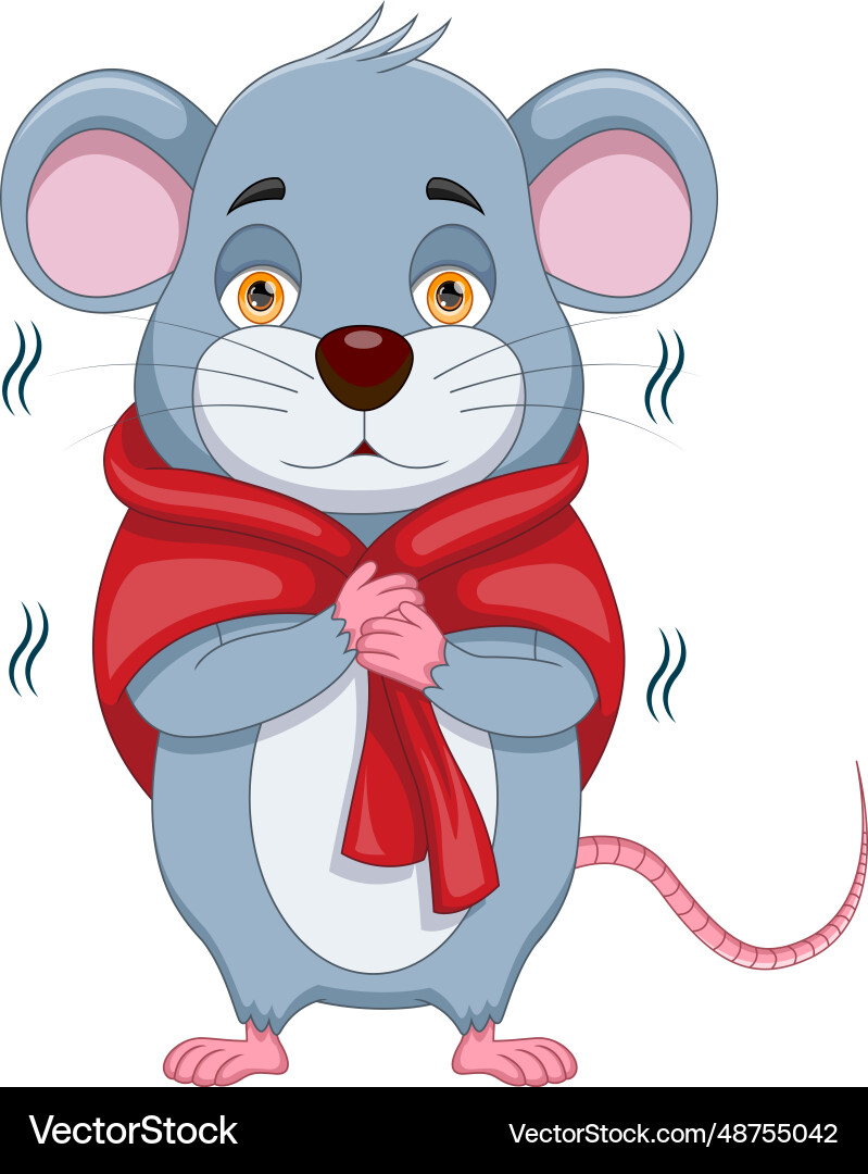 Mouse has a fever and is shivering with cold Vector Image