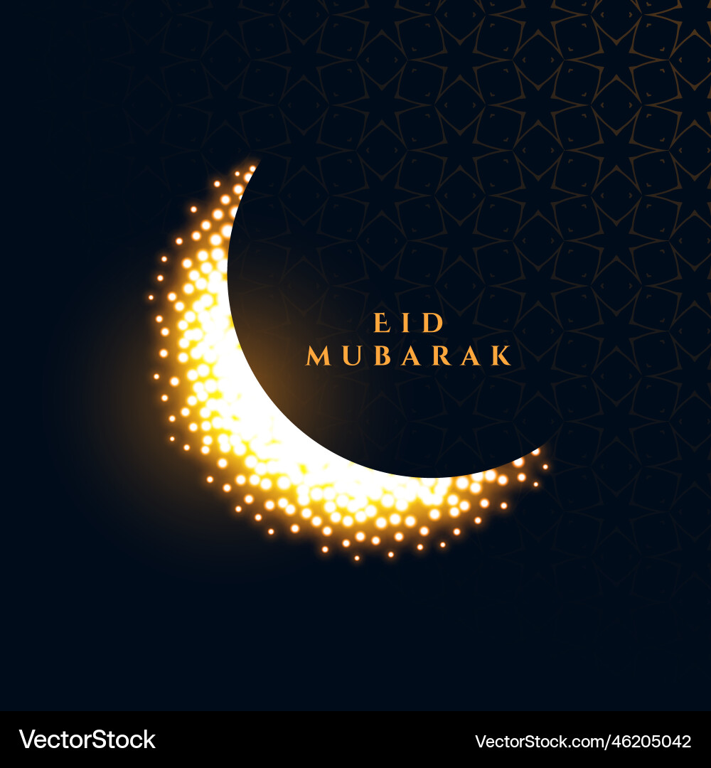 Shiny glowing eid festival moon design background Vector Image
