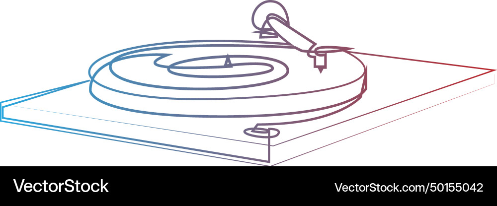 Vinyl record player turntable one line art Vector Image