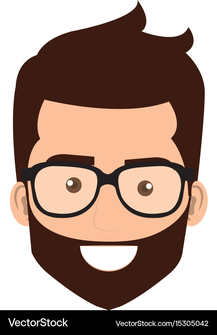 Young man head with beard avatar character Vector Image