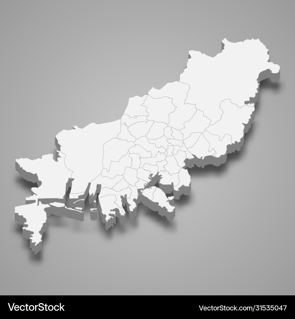 3d map region south korea Royalty Free Vector Image
