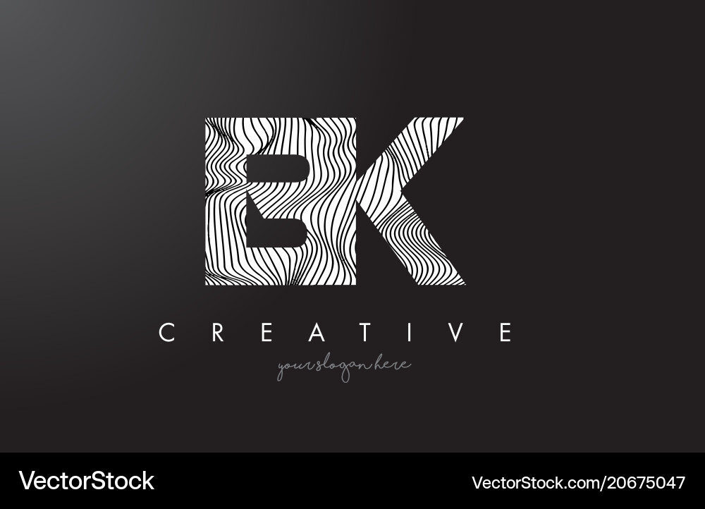 Bk b k letter logo with zebra lines texture Vector Image