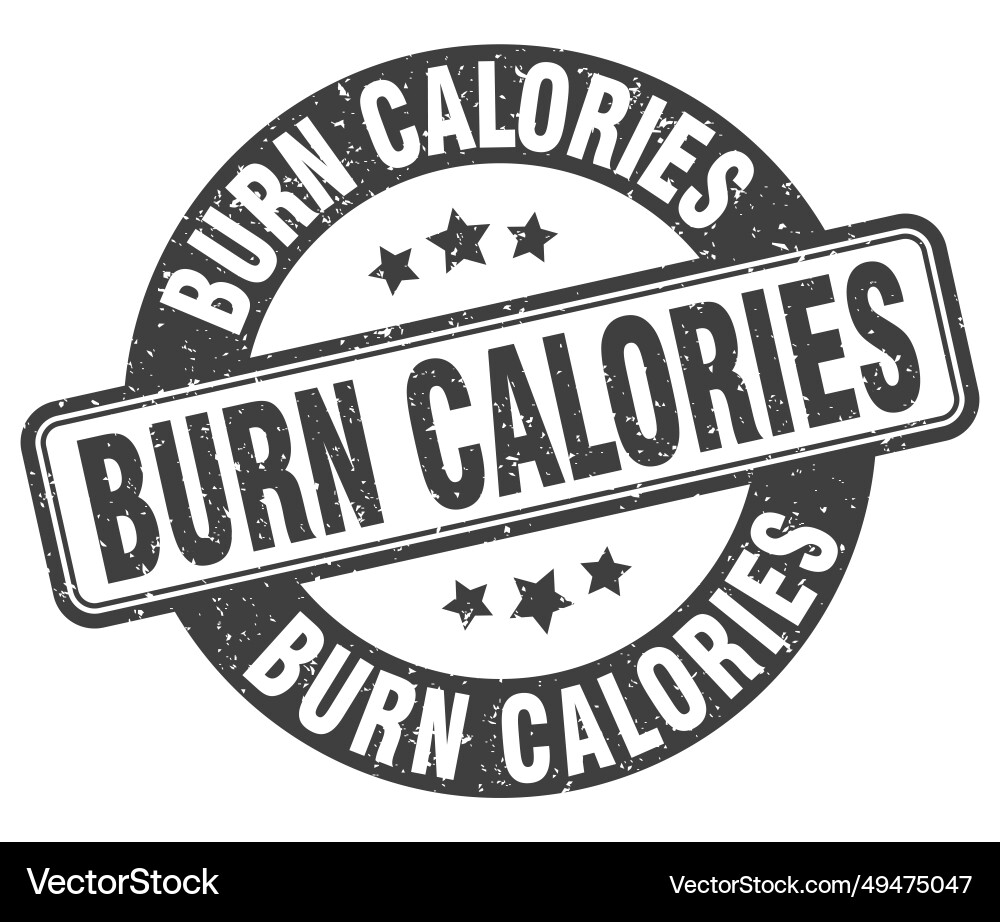 Burn calories stamp label round Royalty Free Vector Image