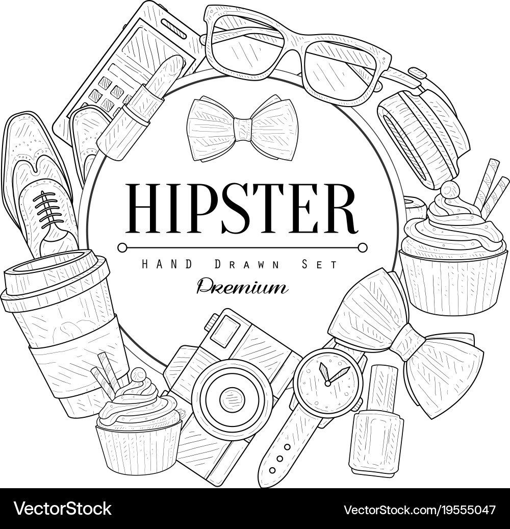 Hipster items vintage sketch Royalty Free Vector Image