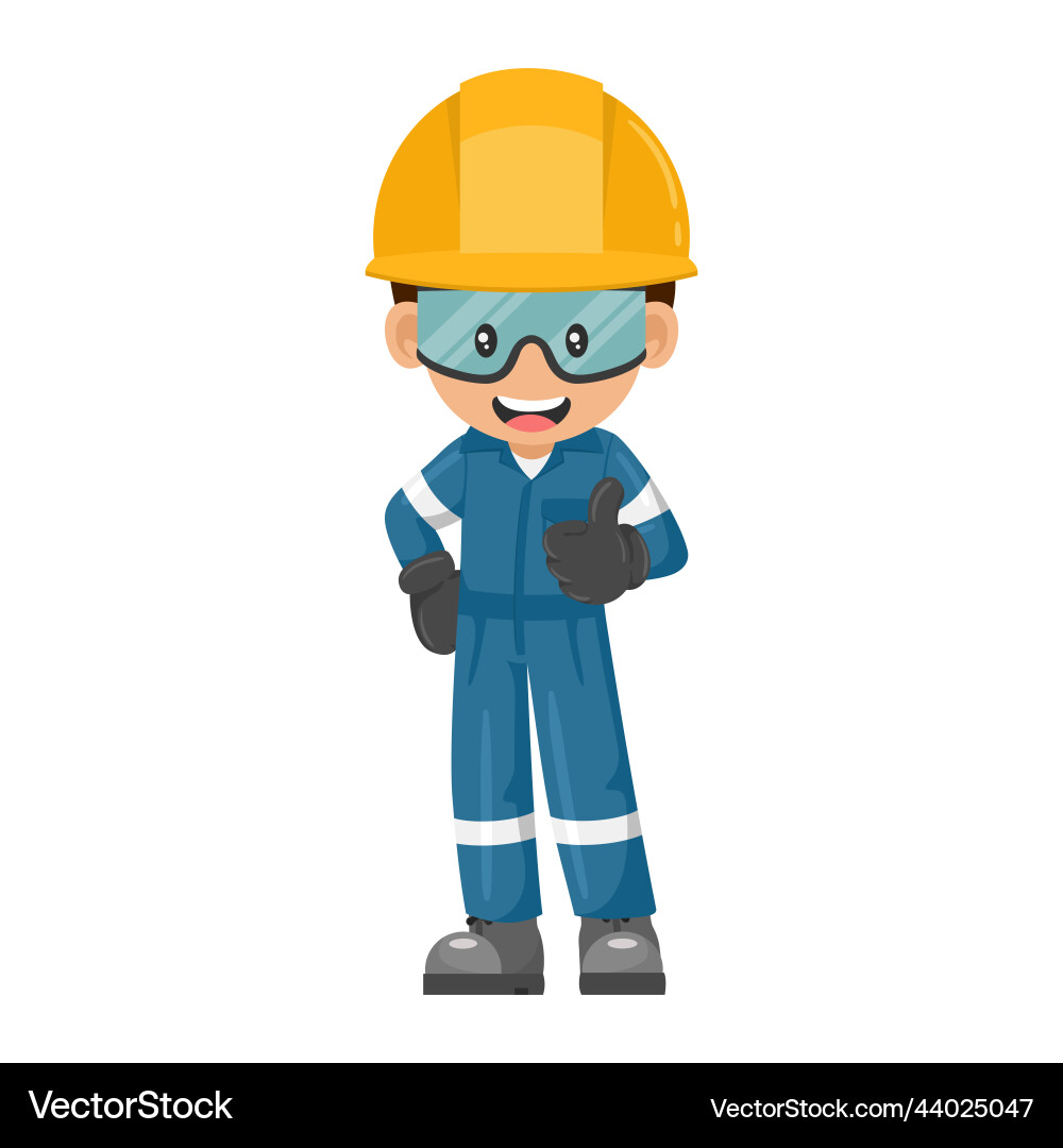 Industrial worker in blue overalls Royalty Free Vector Image