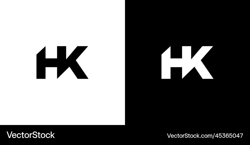 Modern and strong letter hk initials logo design Vector Image