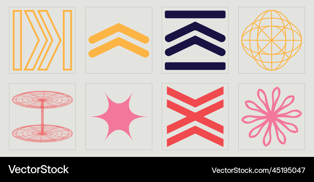 Retro futuristic elements for design large set Vector Image