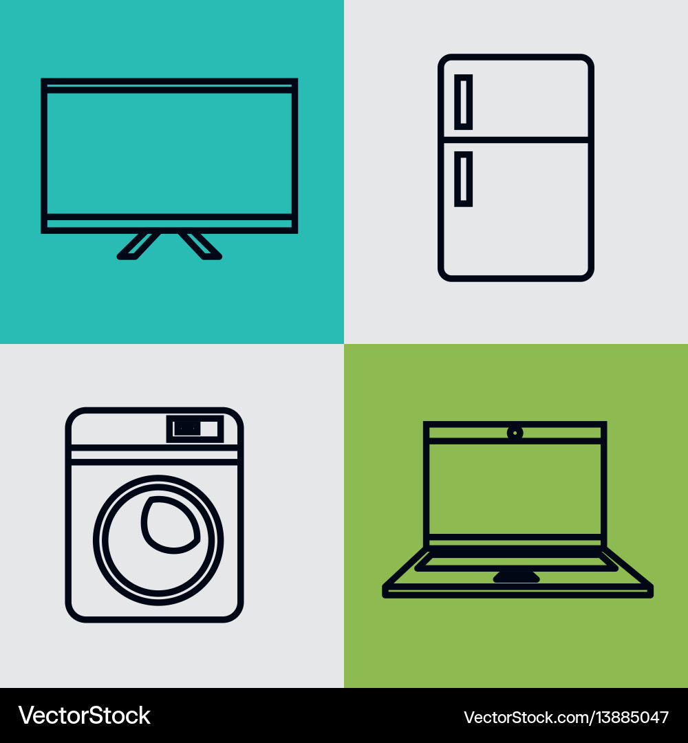 Set home appliances icons Royalty Free Vector Image
