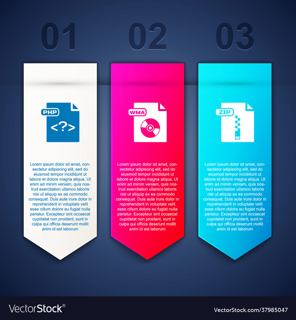 Set Php File Document Wma And Zip Business Vector Image 4674