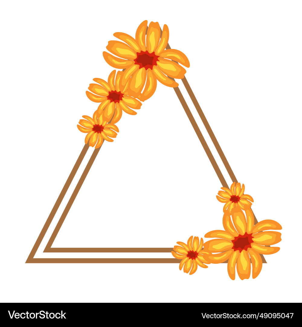 Triangle floral wreath yellow flower frame Vector Image