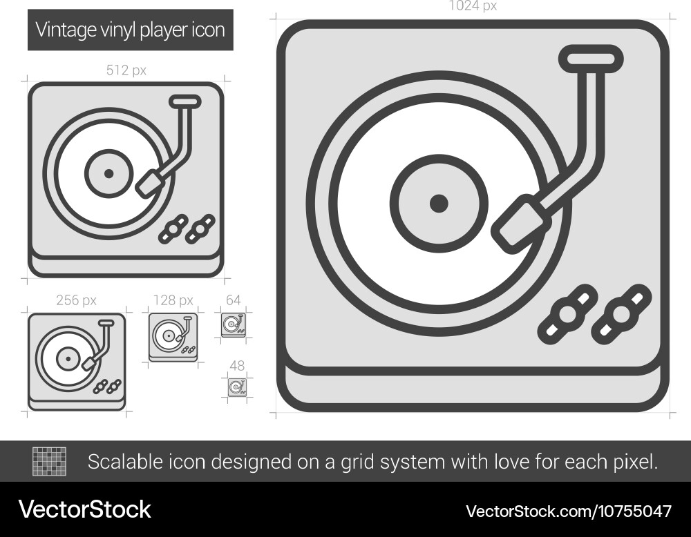 Vintage vinyl player line icon Royalty Free Vector Image