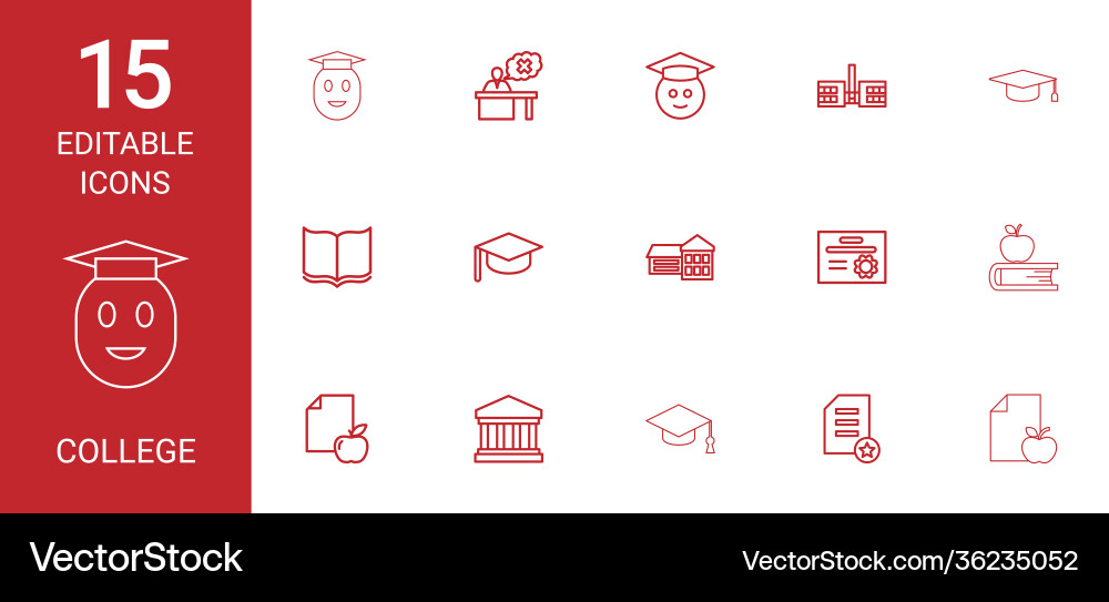 15 college icons Royalty Free Vector Image - VectorStock