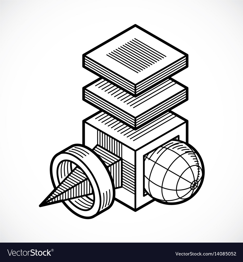 3d engineering abstract shape made using cubes Vector Image