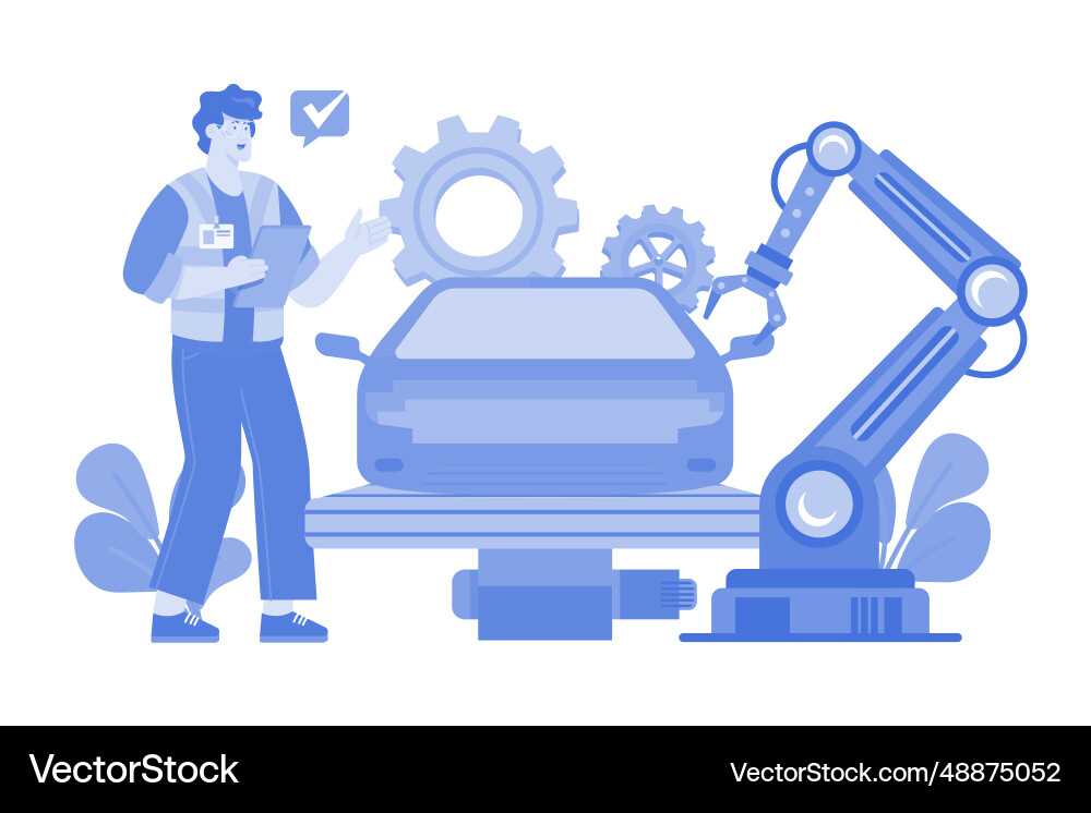 Automated car production concept on white Vector Image