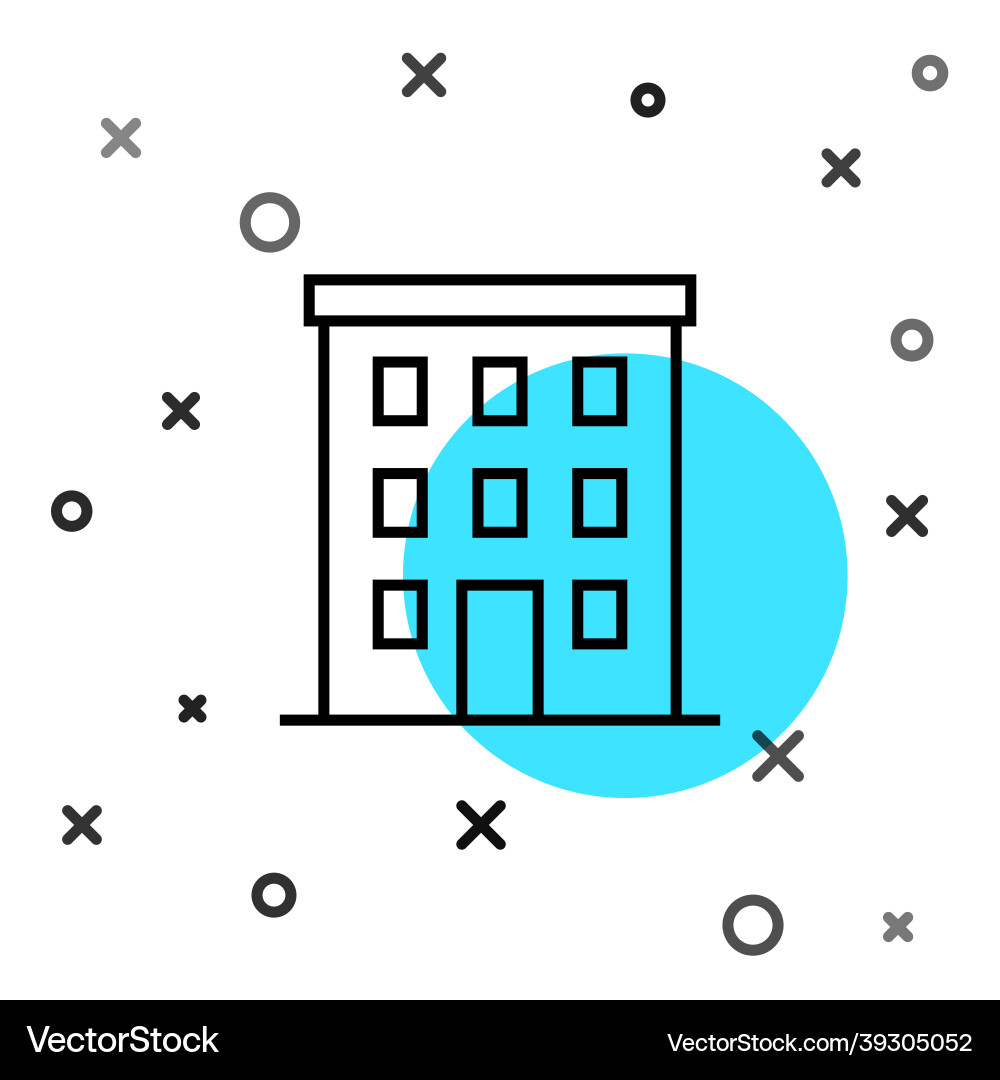 Black line multi storey building icon isolated Vector Image
