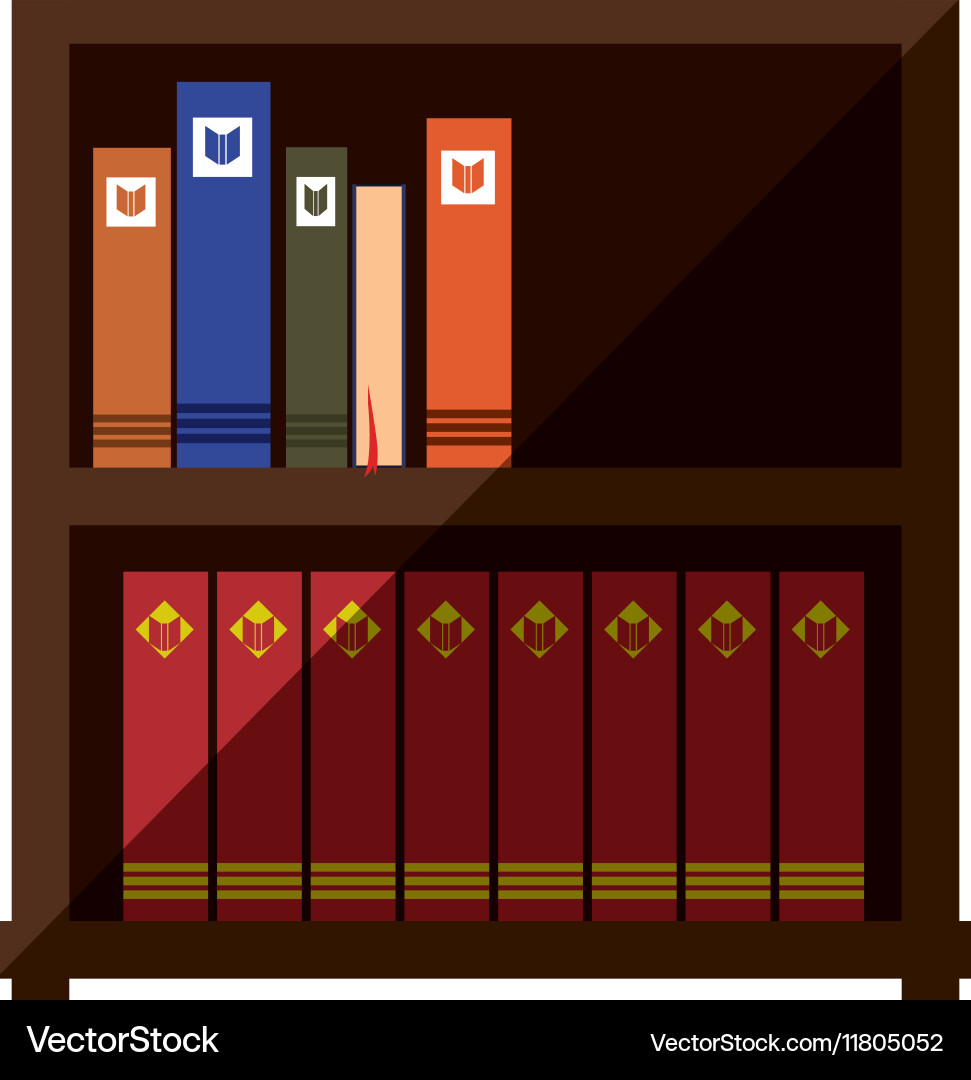 Book on shelf wooden shadow Royalty Free Vector Image