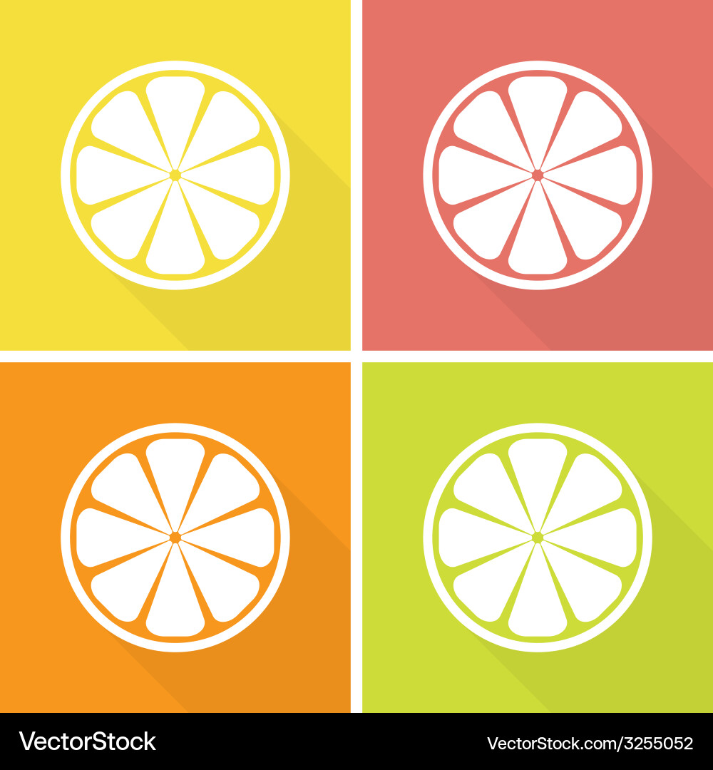 Citrus fruits icons Royalty Free Vector Image - VectorStock
